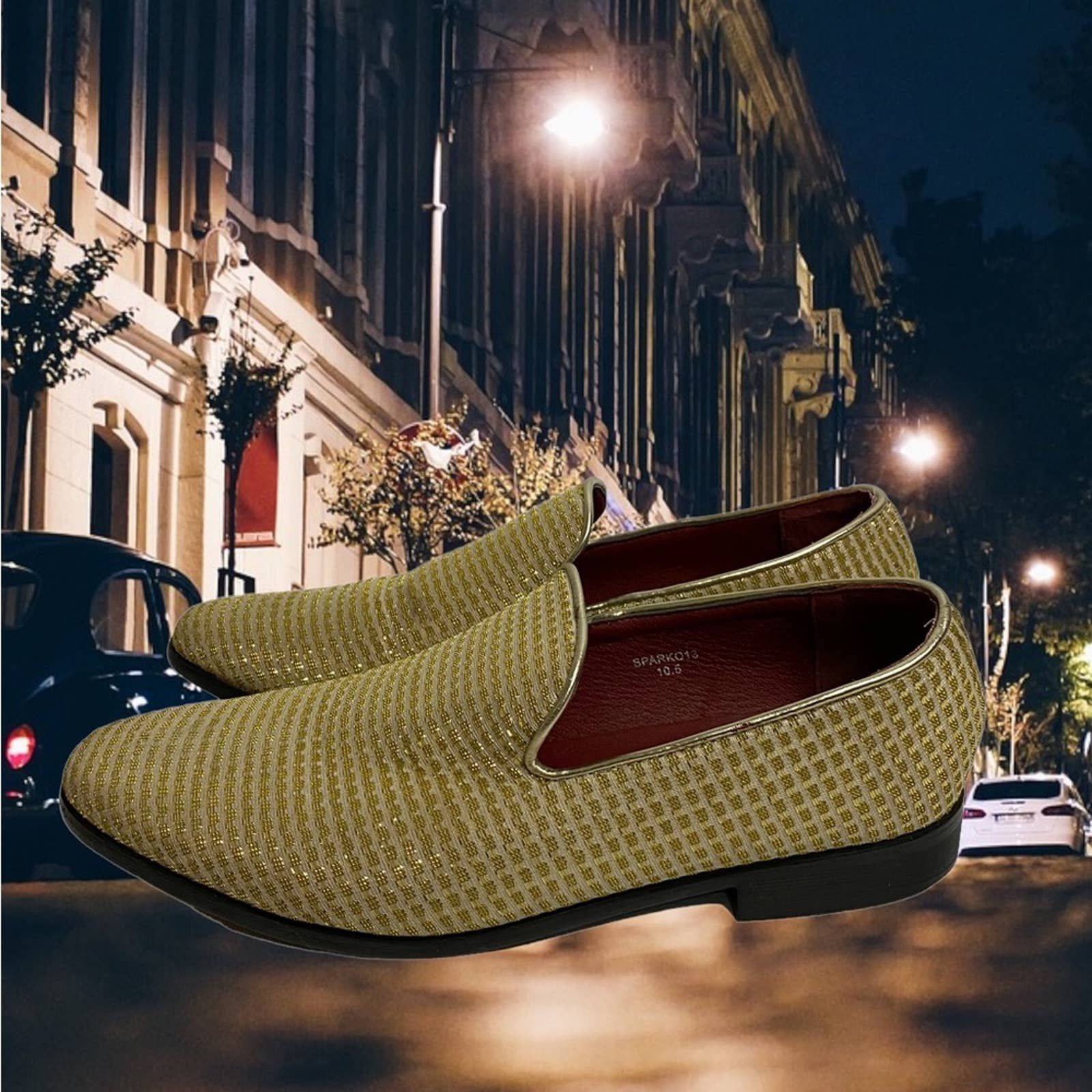 Alberto Alberto Fellini Gold Toned Sparkle Formal Dress Loafers | Grailed