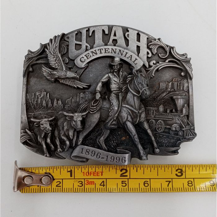 Vintage Utah Centennial Belt Buckle 1996 Cowboy Western Cattle Ranch ...