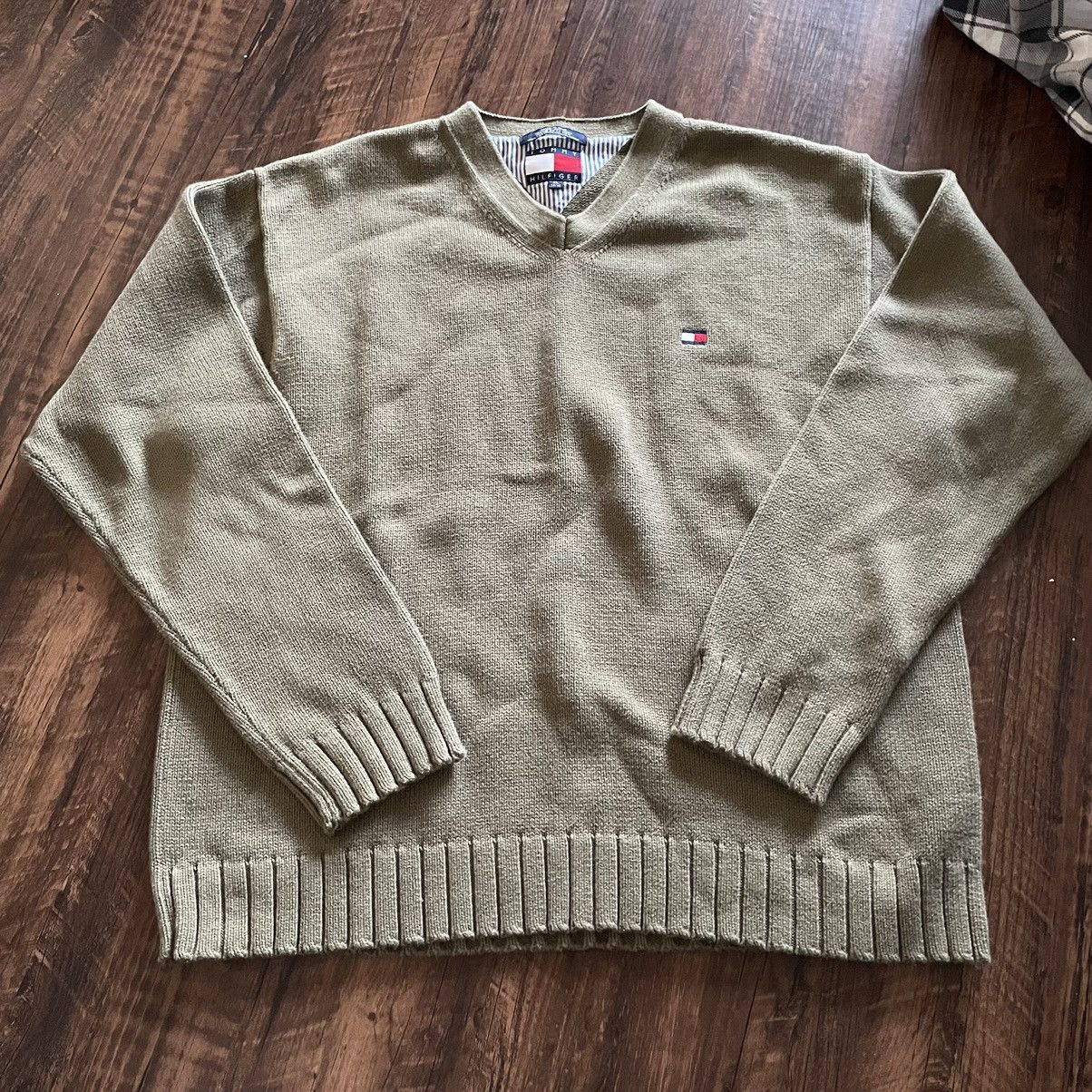 Tommy Hilfiger × Vintage Vintage olive green Tommy Hilfiger chunky ...