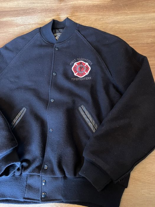 Vintage Vintage Firefighter Varsity Jacket Wool Bomber Made in USA ...