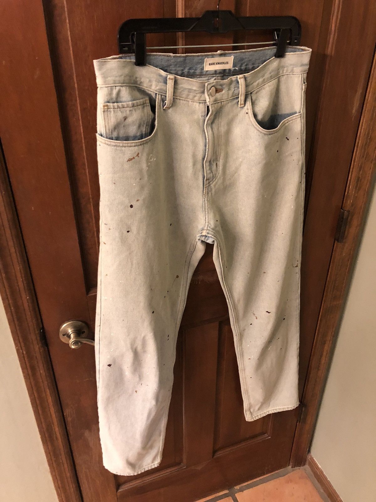Bare Knuckles Collection 5 paint splatter light wash denim | Grailed