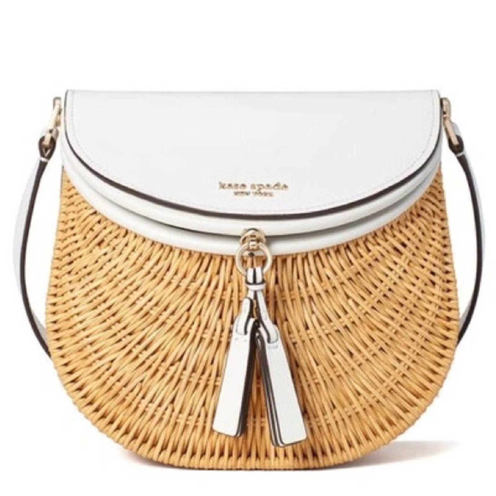 Kate Spade New Kate Spade Catch Wicker Medium Crossbody Bag Optic White ...