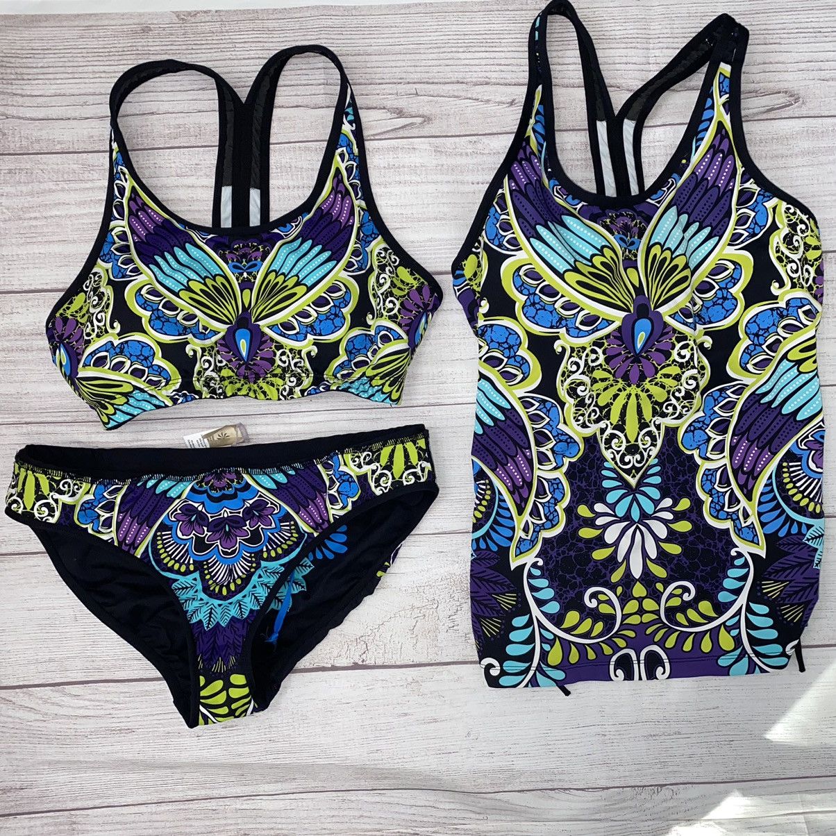 Athleta Athleta multicolor 3 piece bikini tankini swimwear set | Grailed