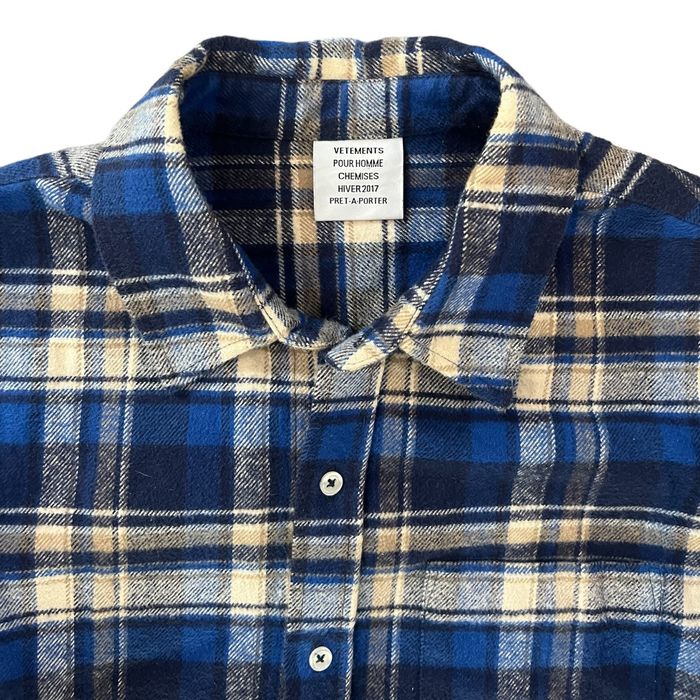 Vetements AW 2017 VETEMENTS BLUE / YELLOW FLANNEL BUTTON UP SIZE L ...