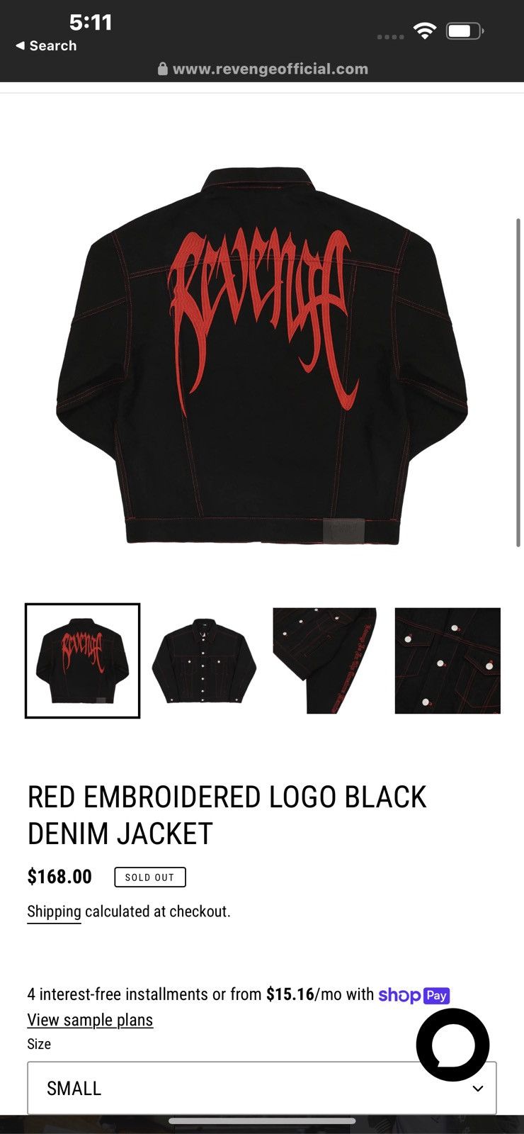 Revenge REVENGE RED EMBROIDERED LOGO BLACK DENIM JACKET MEDIUM | Grailed