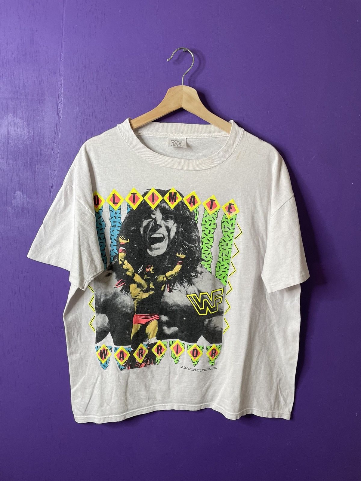 Streetwear × Vintage × Wwf Vintage 1990 WWF The ultimate warrior t ...