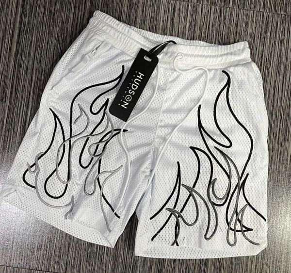 Vintage Size Medium Hudson Outerwear White Mesh Fire Flames Shorts ...