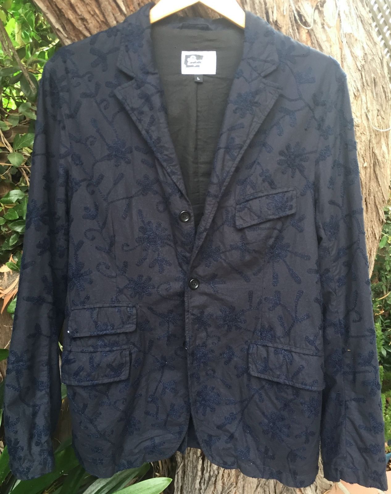 Engineered Garments Engineered Garments Blue Floral Embroidered Jacket ...