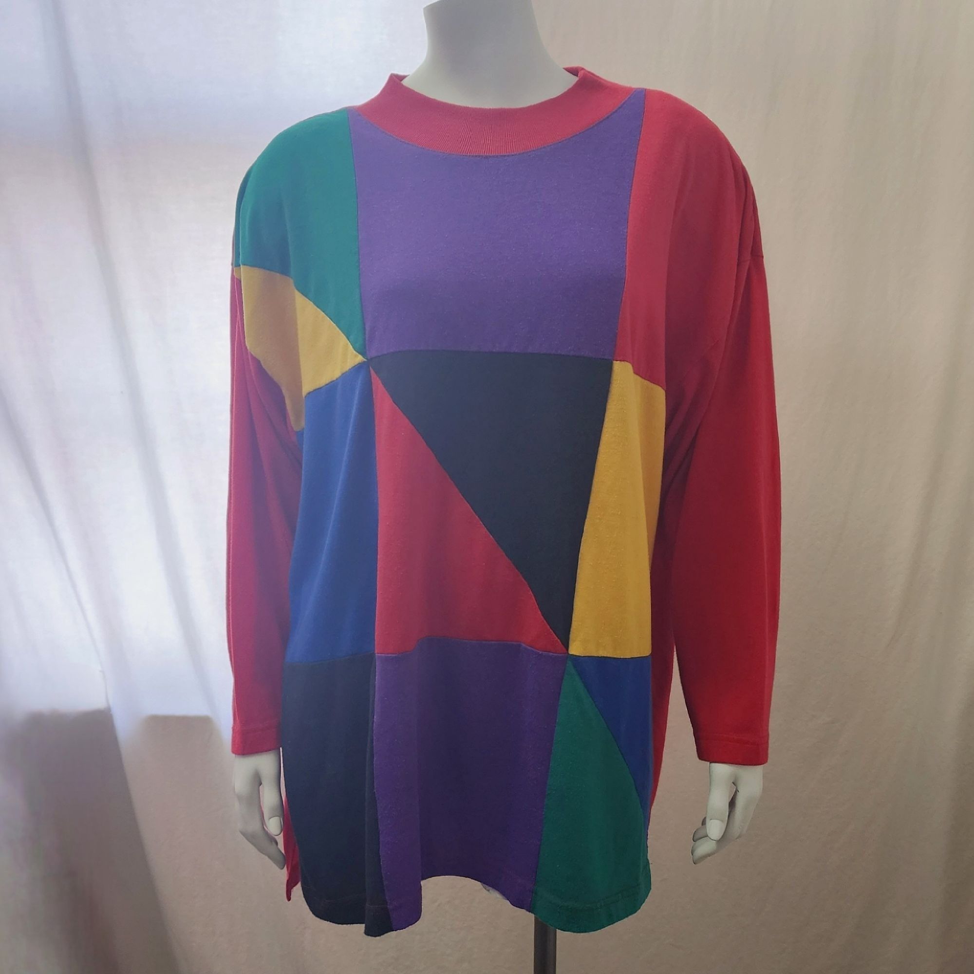 Vintage Womens Vintage 80s Color Block Shirt One Size Oversized 90s ...