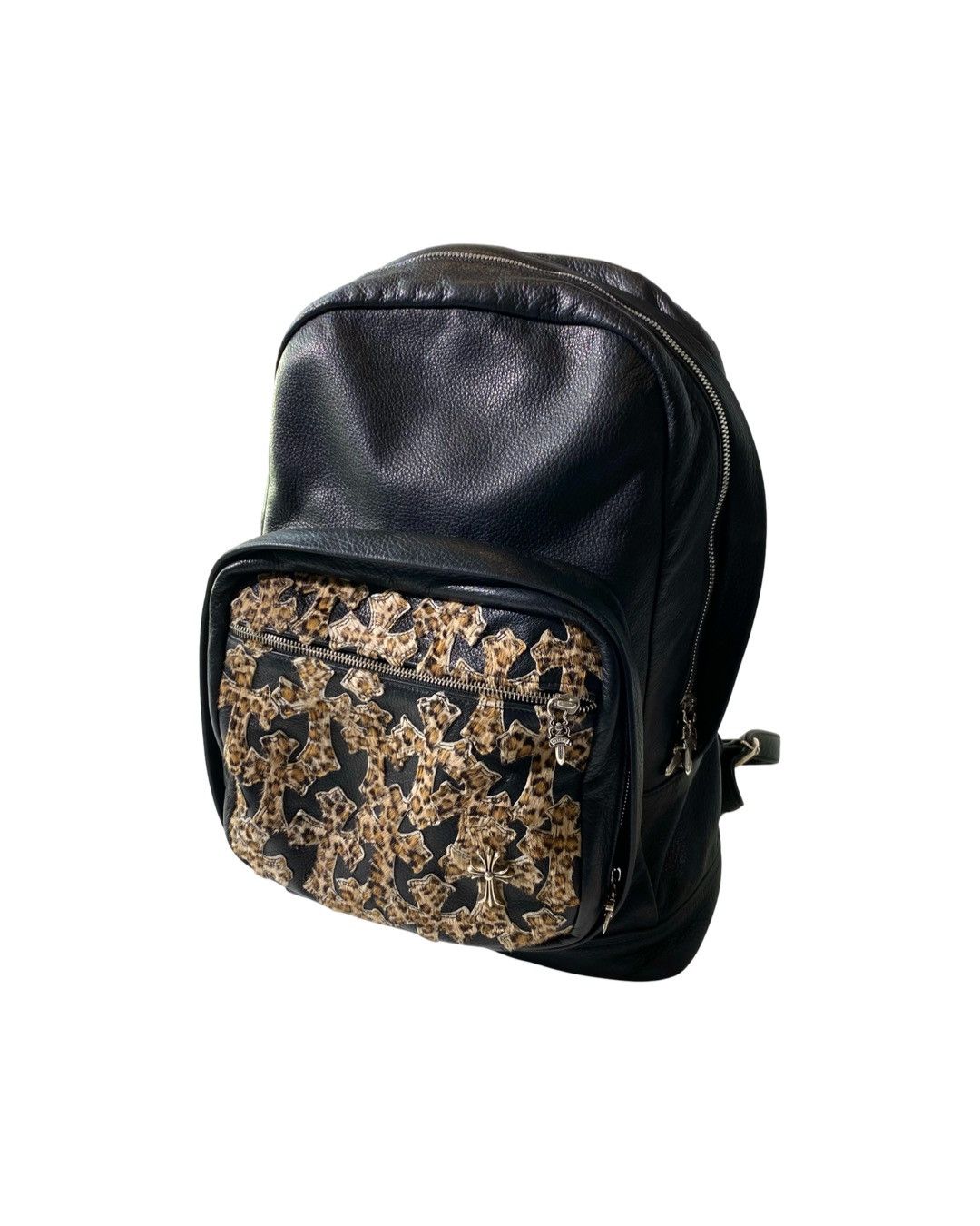 Chrome Hearts Chrome Hearts Black Leather & Cheetah Print Patch ...