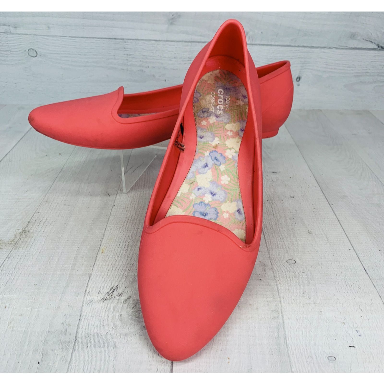 Crocs Crocs Eve Flat Iconic Comfort Coral Pink Croslite Loafer | Grailed