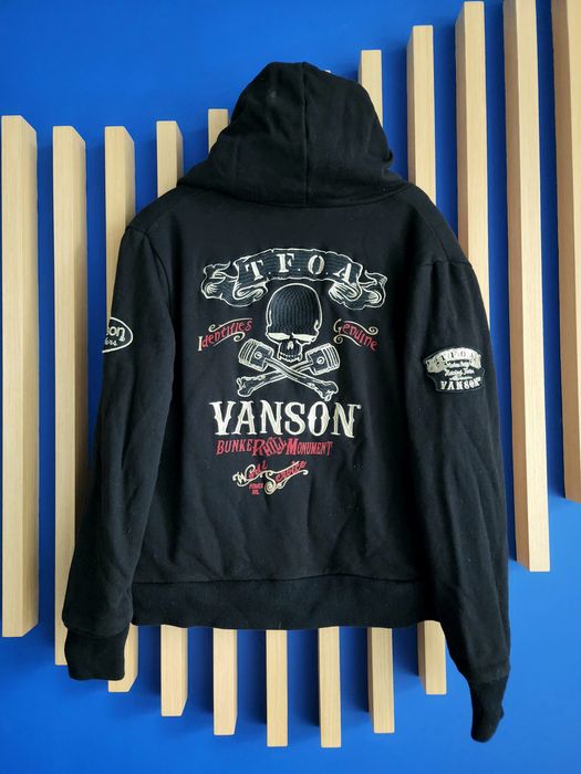 Vintage Vanson leather x T.F.O.A sweater hoodie jacket biker jacket ...