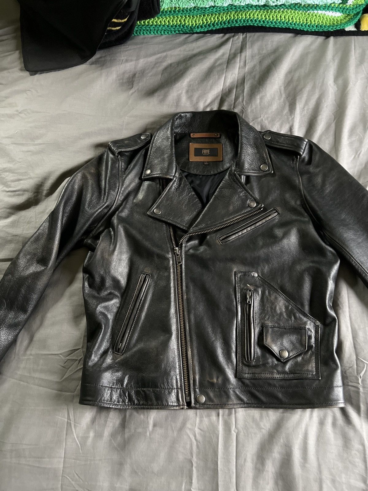 Frye Men’s leather biker jacket | Grailed