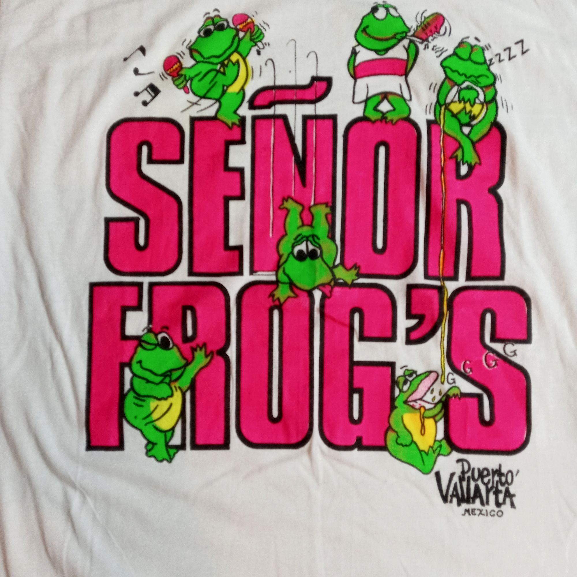 Vintage Senor Frogs T Shirt Puerto Vallarta Mexico Pink Green 90s | Grailed