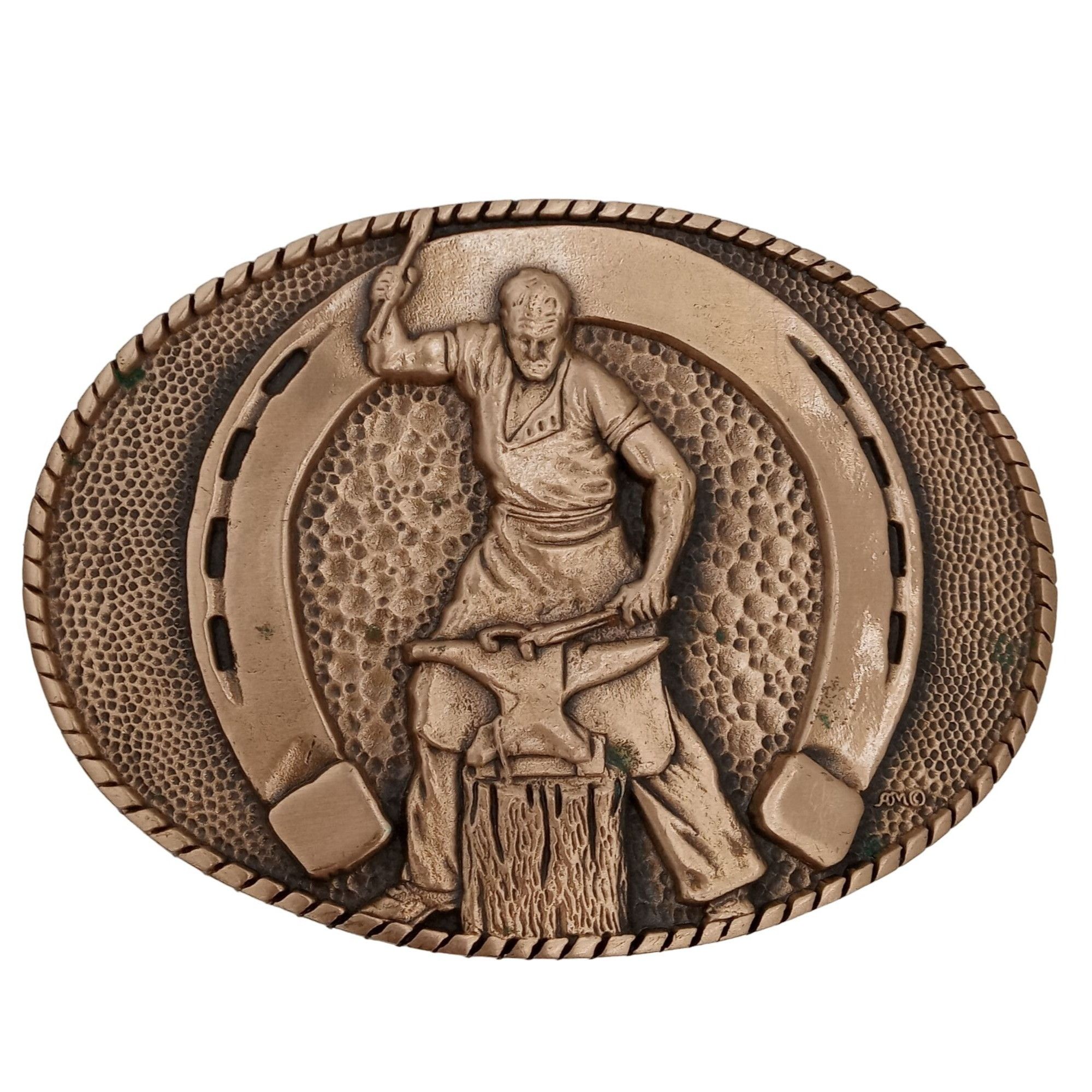 Vintage Blacksmith Belt Buckle Horseshoe Brass Western Cowboy Horse ...