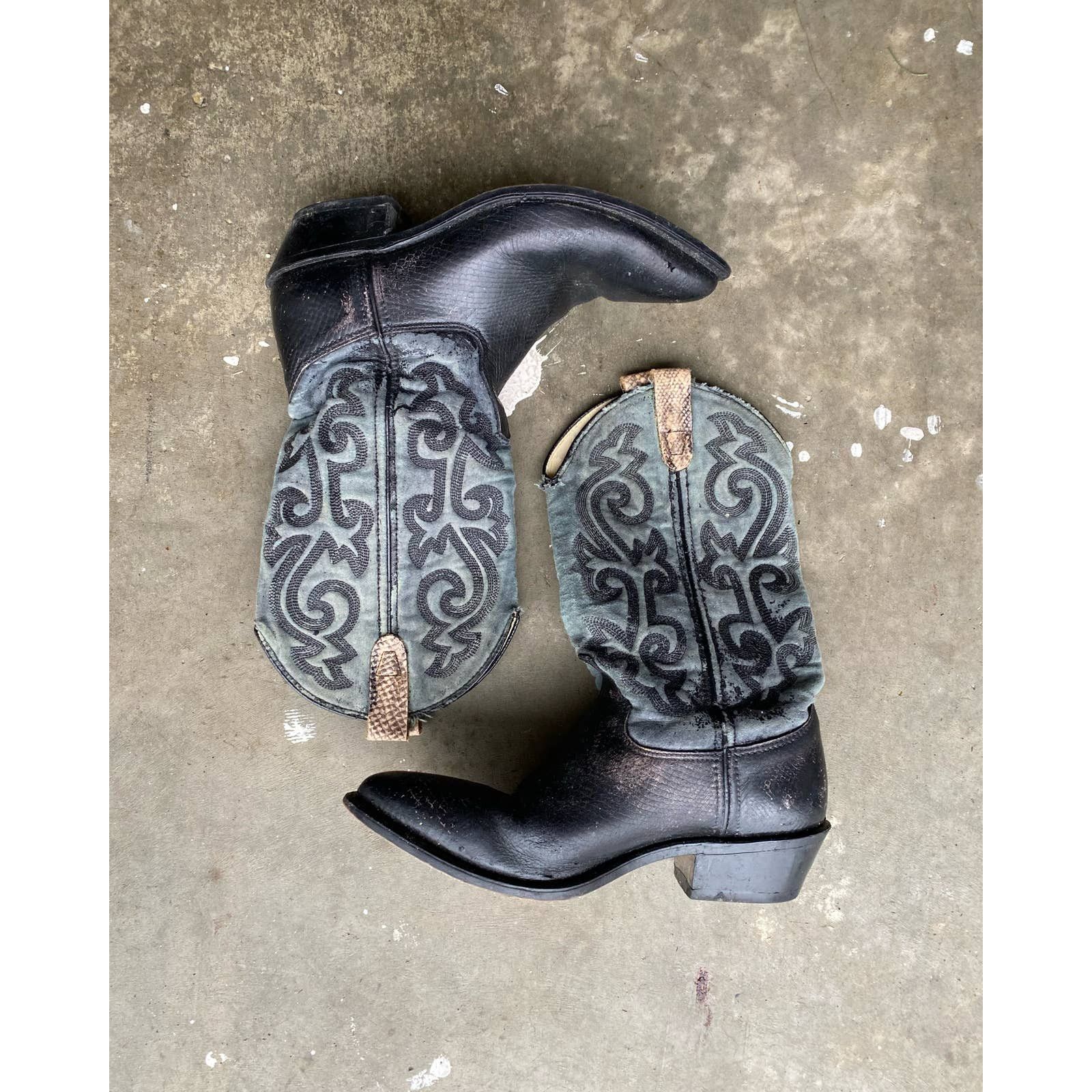 Vintage 1990s Faded Leather Cowboy Boots | Grailed