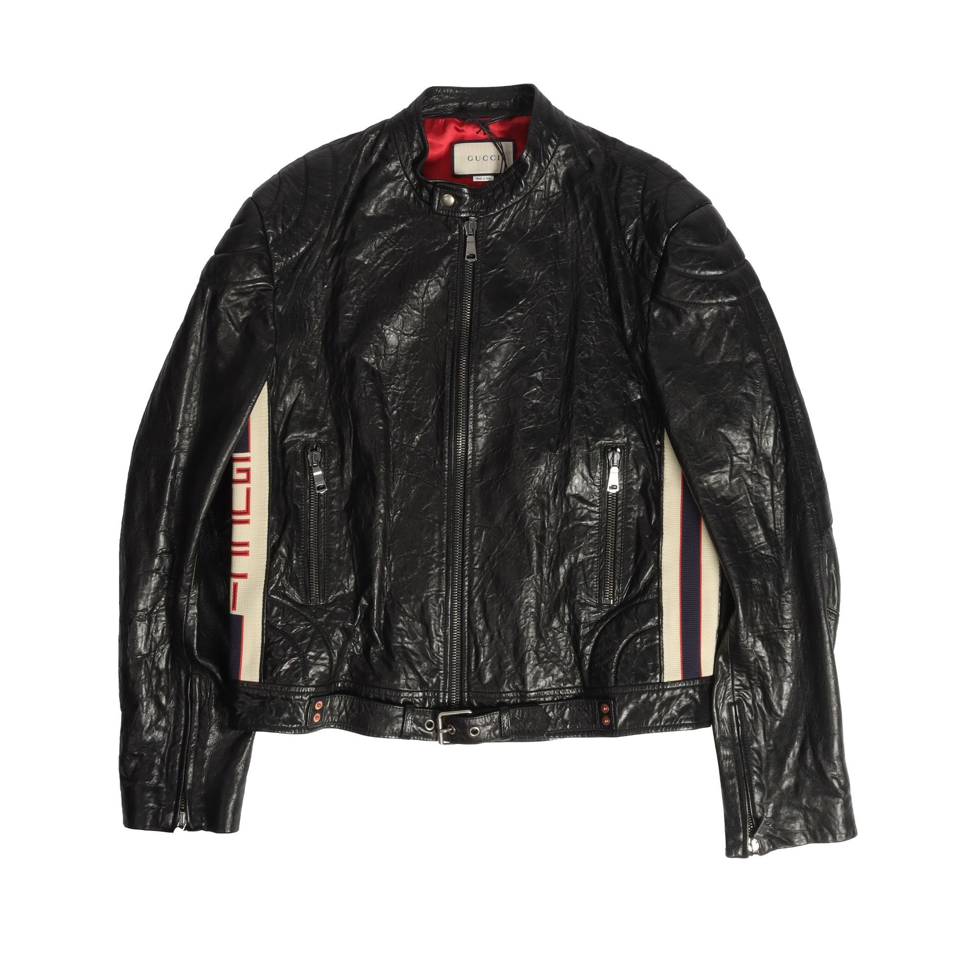 Gucci Gucci Stripe-Trimmed Leather Motorcycle Jacket | Grailed