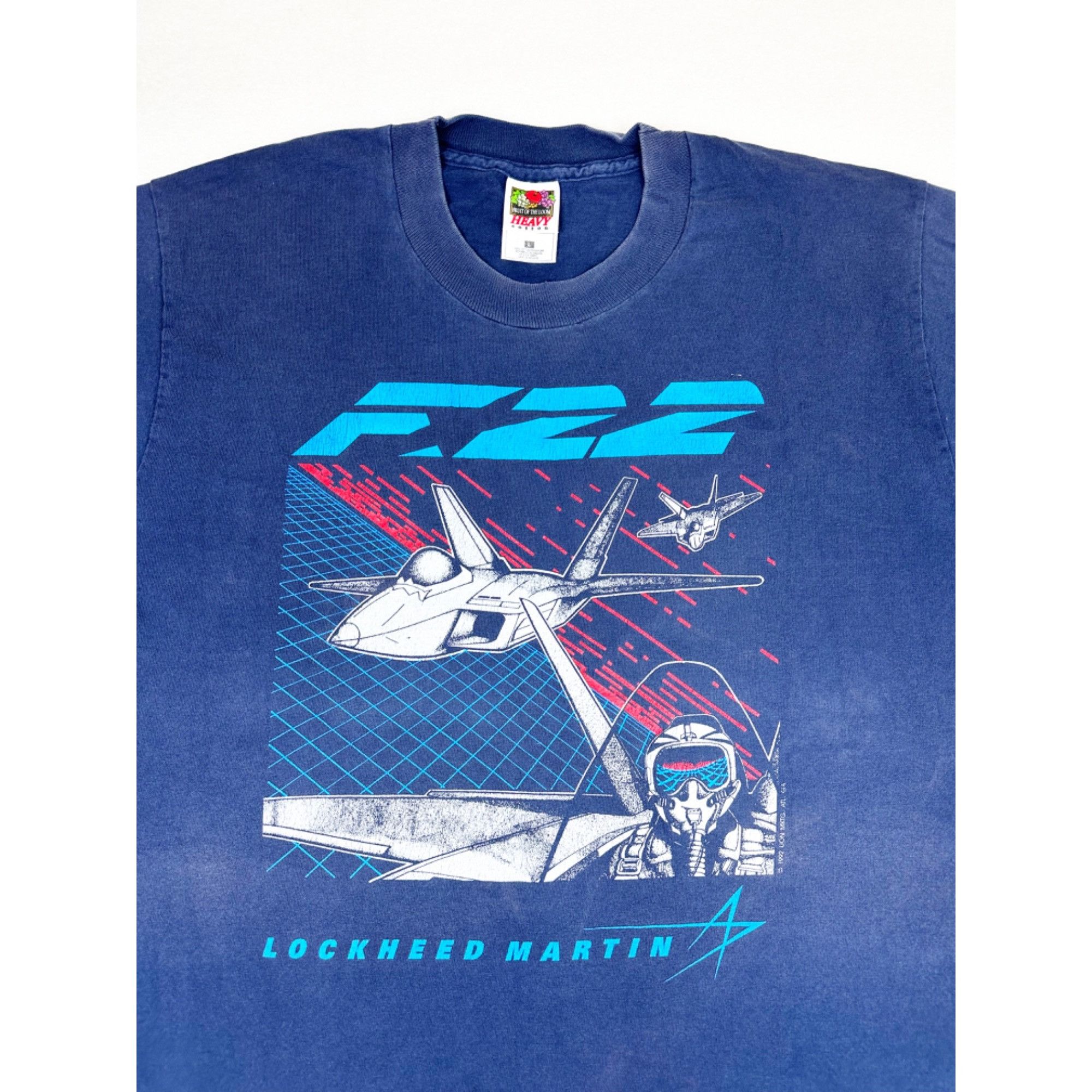 Streetwear × Vintage Vintage 1992 Lockheed Martin T-shirt F22 Jet Plane ...