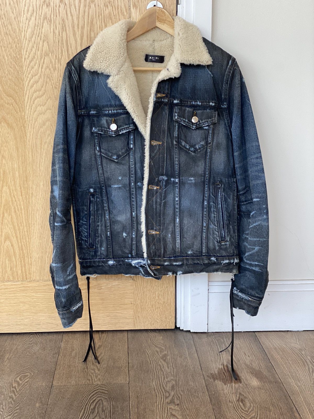 Amiri amiri shearling denim jacket trucker | Grailed