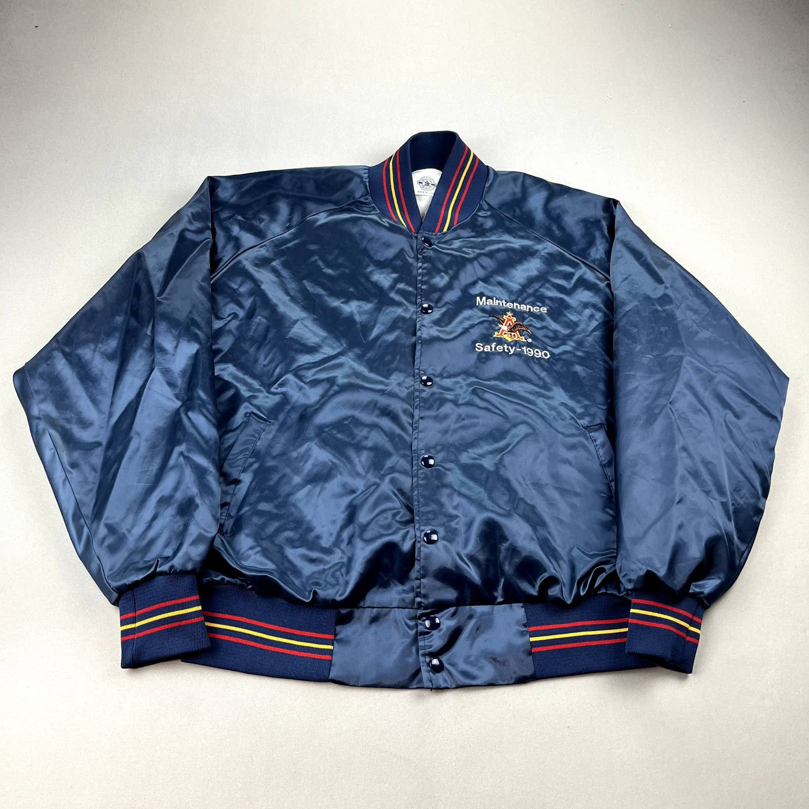 Vintage Vintage Anheuser Busch Jacket Satin XXL Blue Satin Budweiser ...