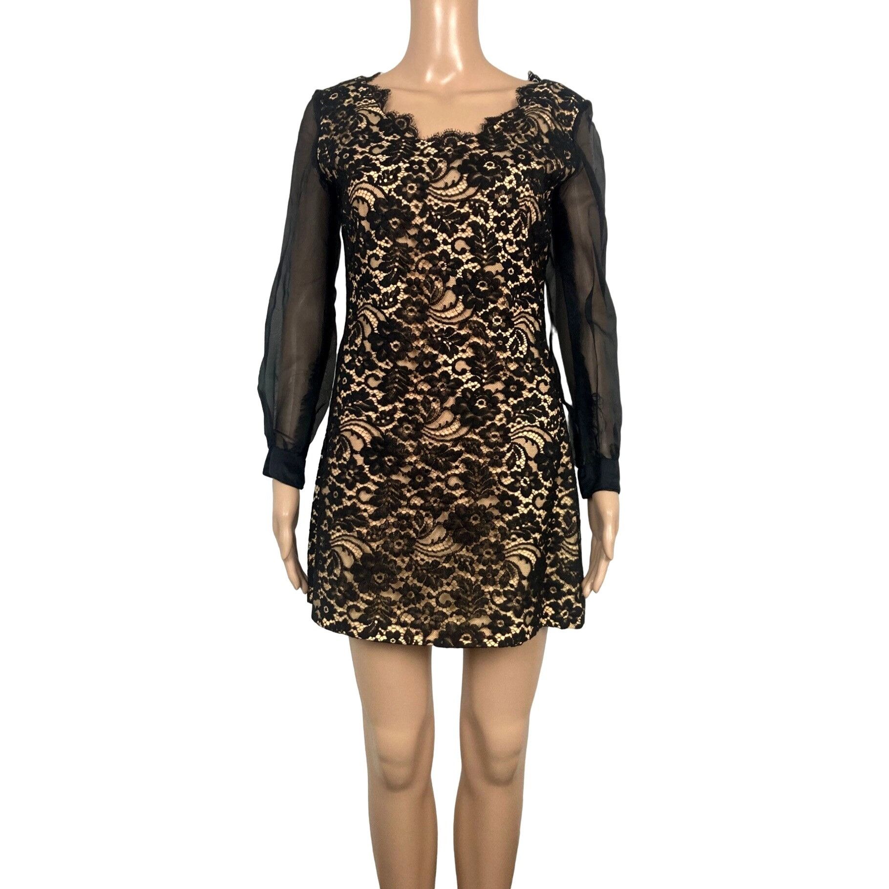 Vintage Vintage 60s 70s Micro Mini Dress Black Lace Mod Go-Go Goth S ...