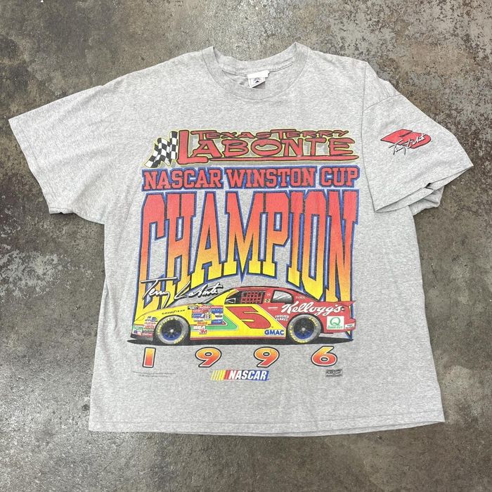 Vintage vintage 90s Terry Lamonte grey NASCAR racing graphic T-shirt ...