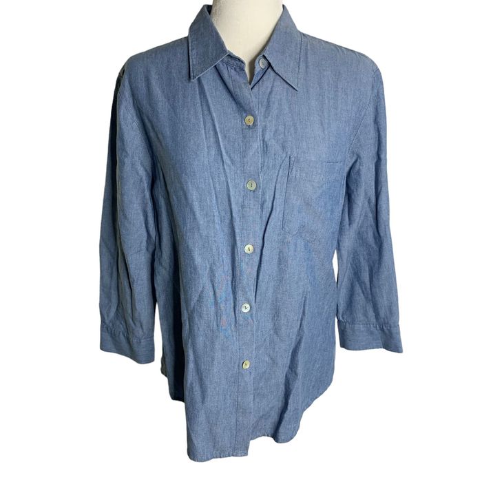 Vintage Vintage 90s Button Up Chambray Shirt 8 Blue Denim Pockets 3 ...