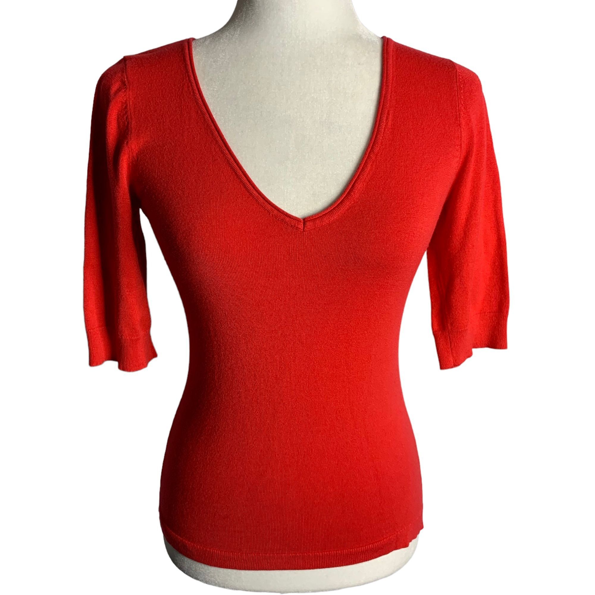 Express Express Zipper Back Sweater Top S Dark Pink Half Sleeve V Ne ...