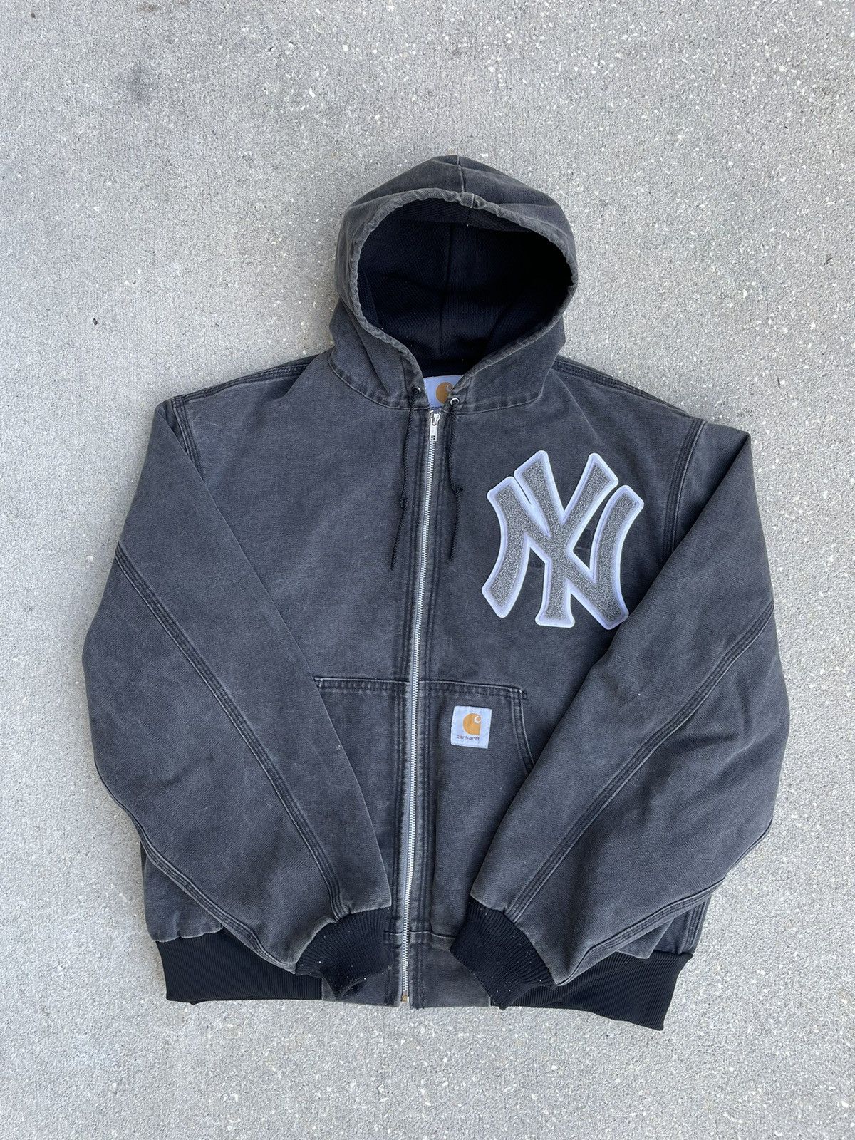 Vintage RARE VINTAGE NY Yankees x Carhartt Hooded Jacket | Grailed