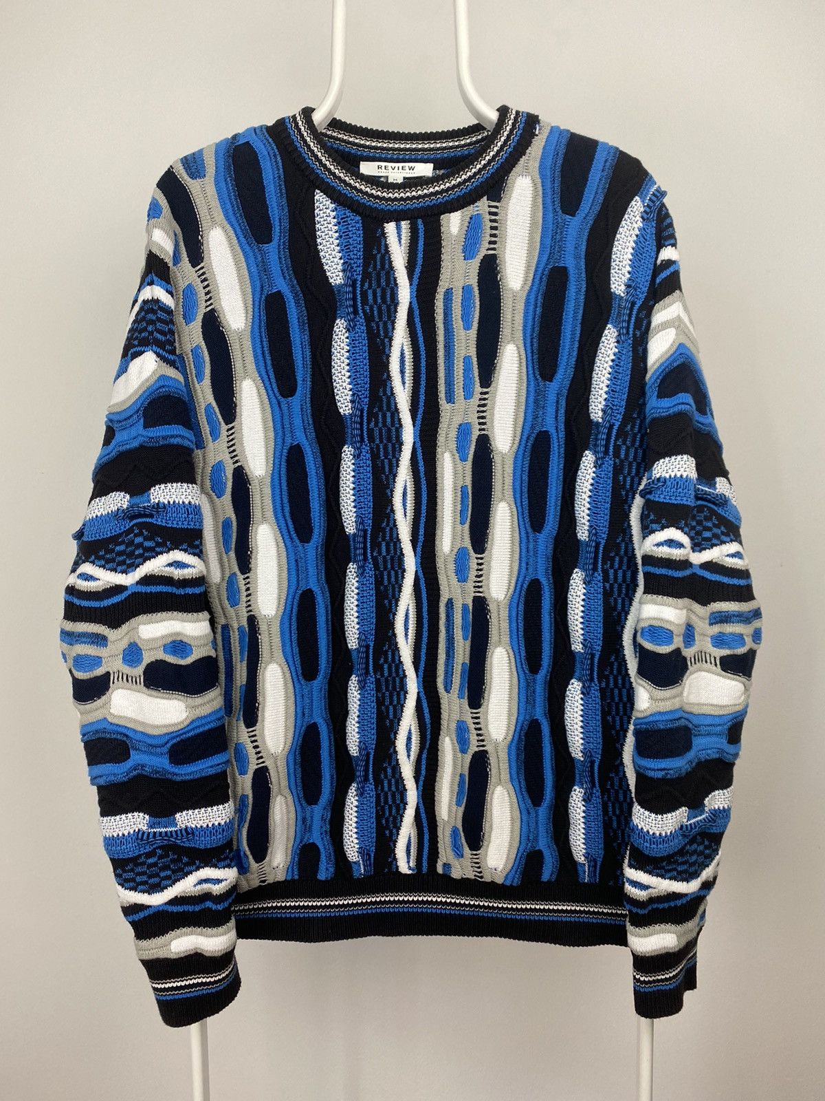 Vintage Review vintage blue sweater Coogi style cable knit | Grailed