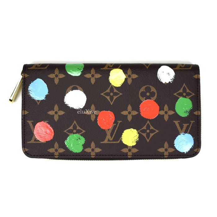 Louis Vuitton LV Yayoi Kusama Polka Dot Paint Monogram Zippy Wallet ...