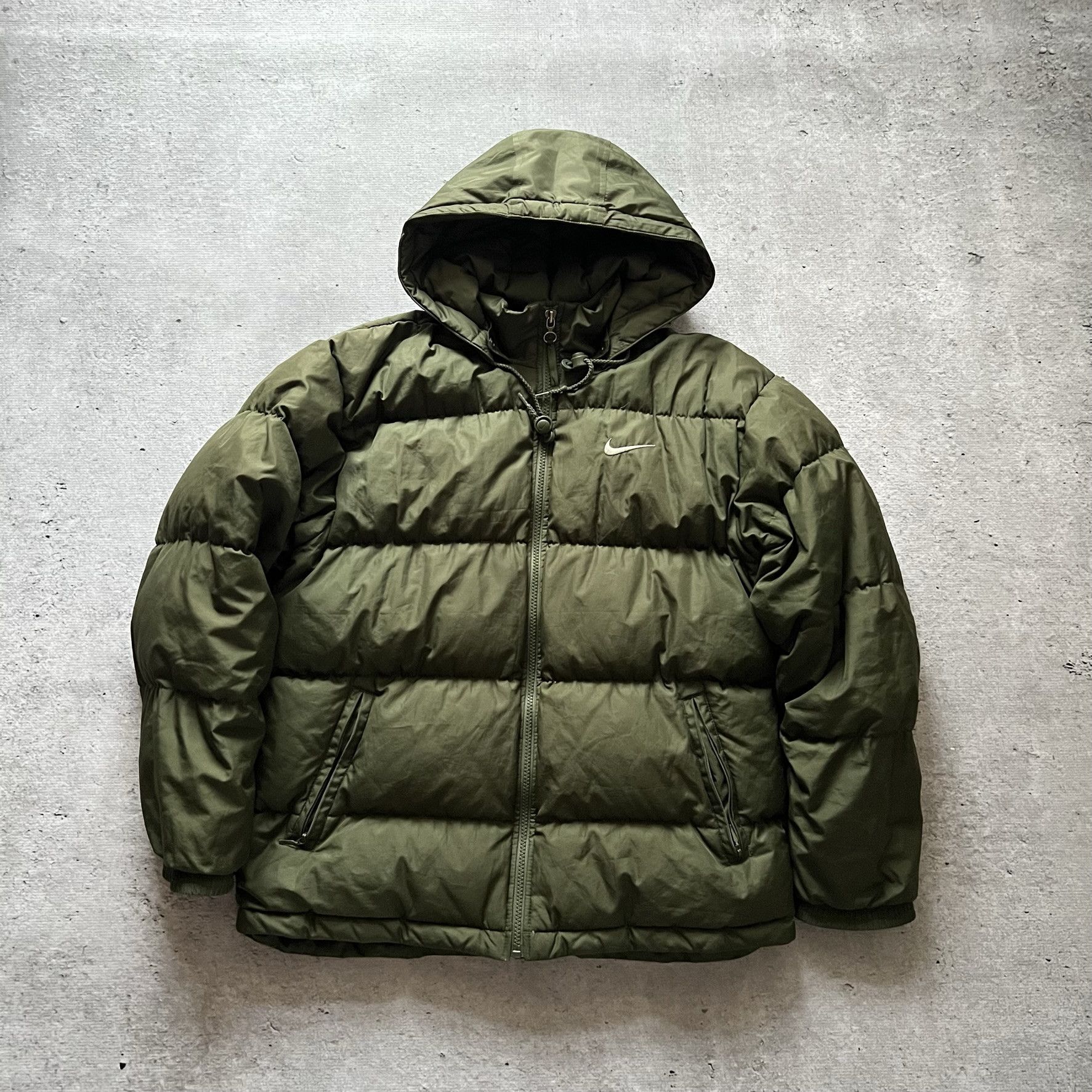 Nike Nike Bottle Green Down Puffer Jacket Spellout Logo 90s | Grailed