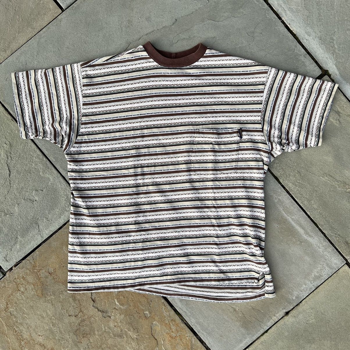 Vintage Vintage 90s Stripe Single Stitch Pocket T-Shirt Made in USA ...