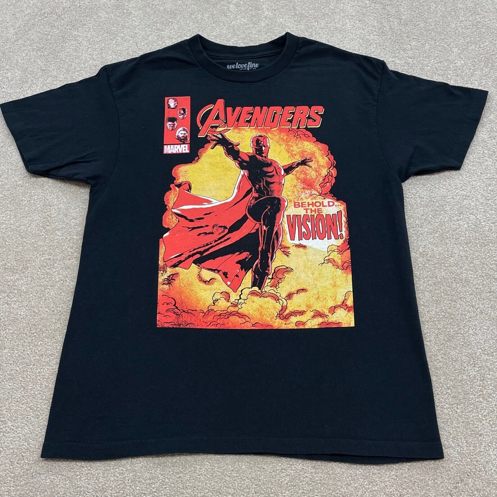 Vintage Avengers Vision T Shirt Men Medium Black Cartoon Comic Marvel ...