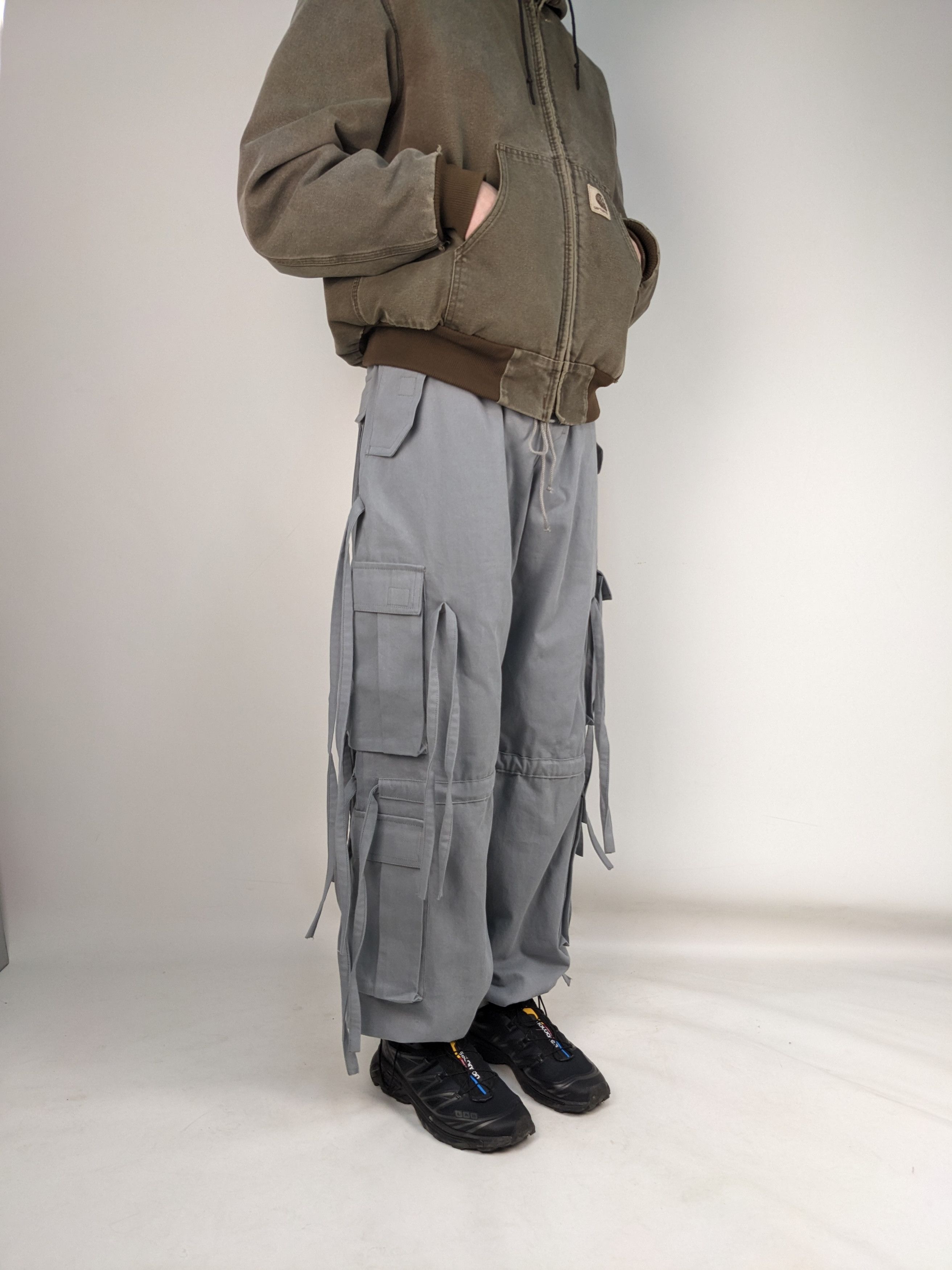 Handmade Y2K cargo pants bandage japanese style | Grailed