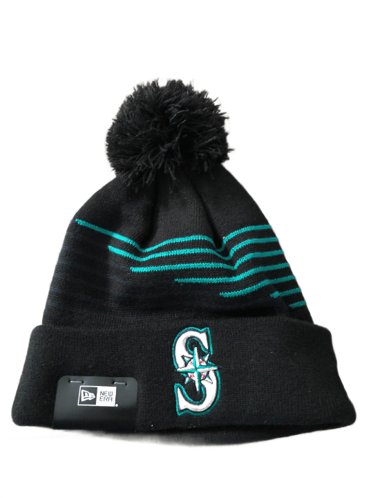 New Era NWT Seattle Mariners New Era Logo Knit Pom Beanie Hat | Grailed