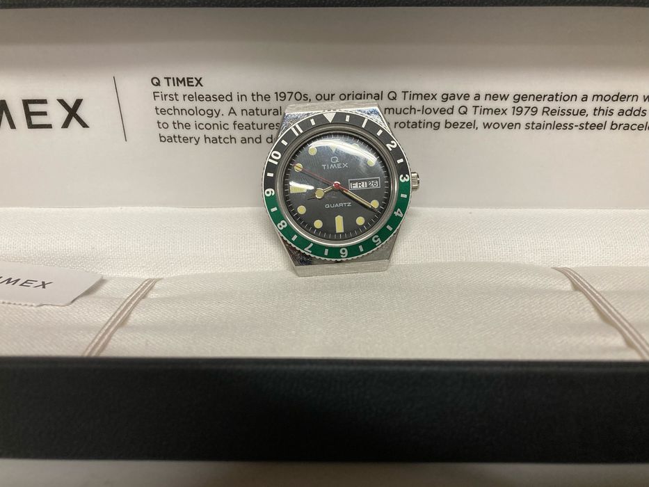 Timex Q TIMEX REISSUE BLACK DIAL WITH BLACK/GREEN BEZEL WATCH | Grailed
