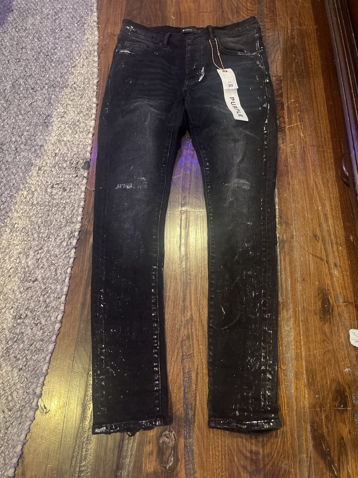 Purple Brand P001 Low Rise Skinny Jean Black Wash Metallic Silver Grailed