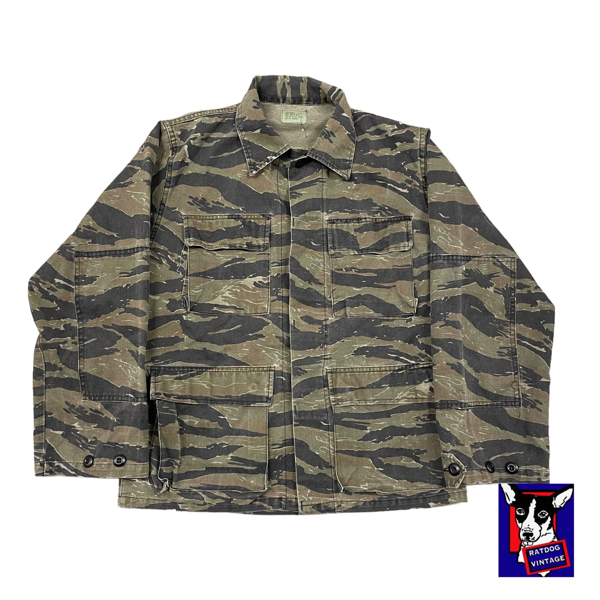 Vintage 70s/80s VTG Green/Black Tiger Stripe Camouflage Field Jacket ...