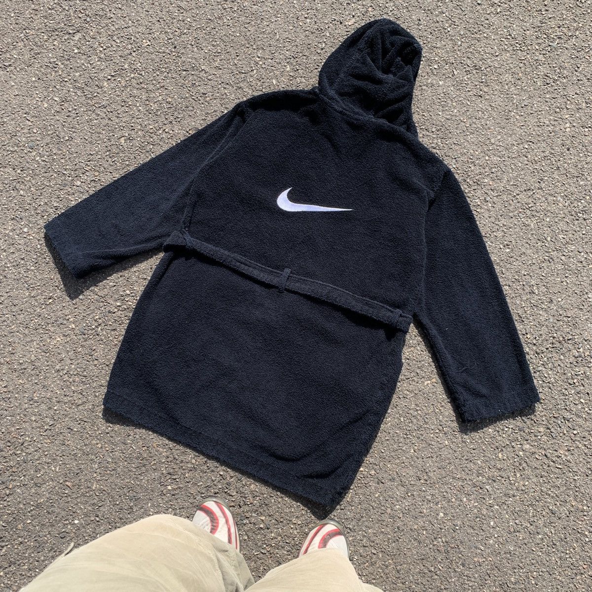 Nike Vintage Nike 90s Big Swoosh Very Rare Navy Blue Bathrobe M | Grailed