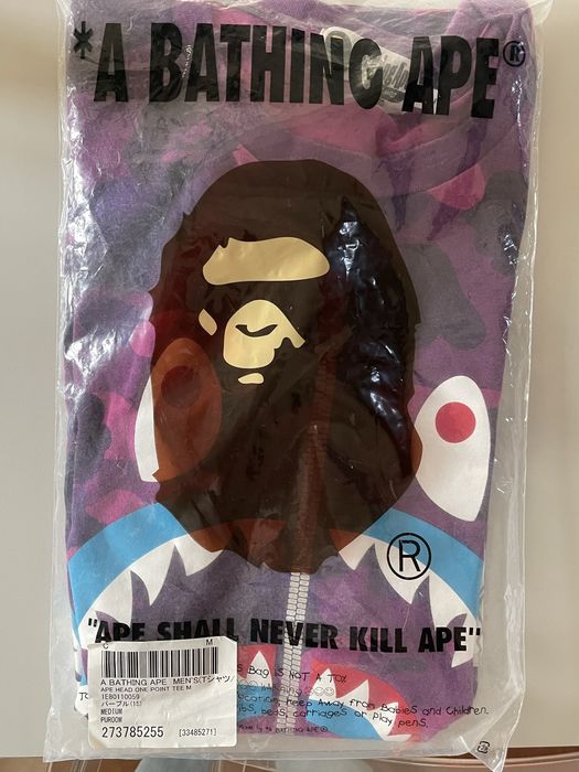 Bape bape color camo shark blue mouth tee purple | Grailed