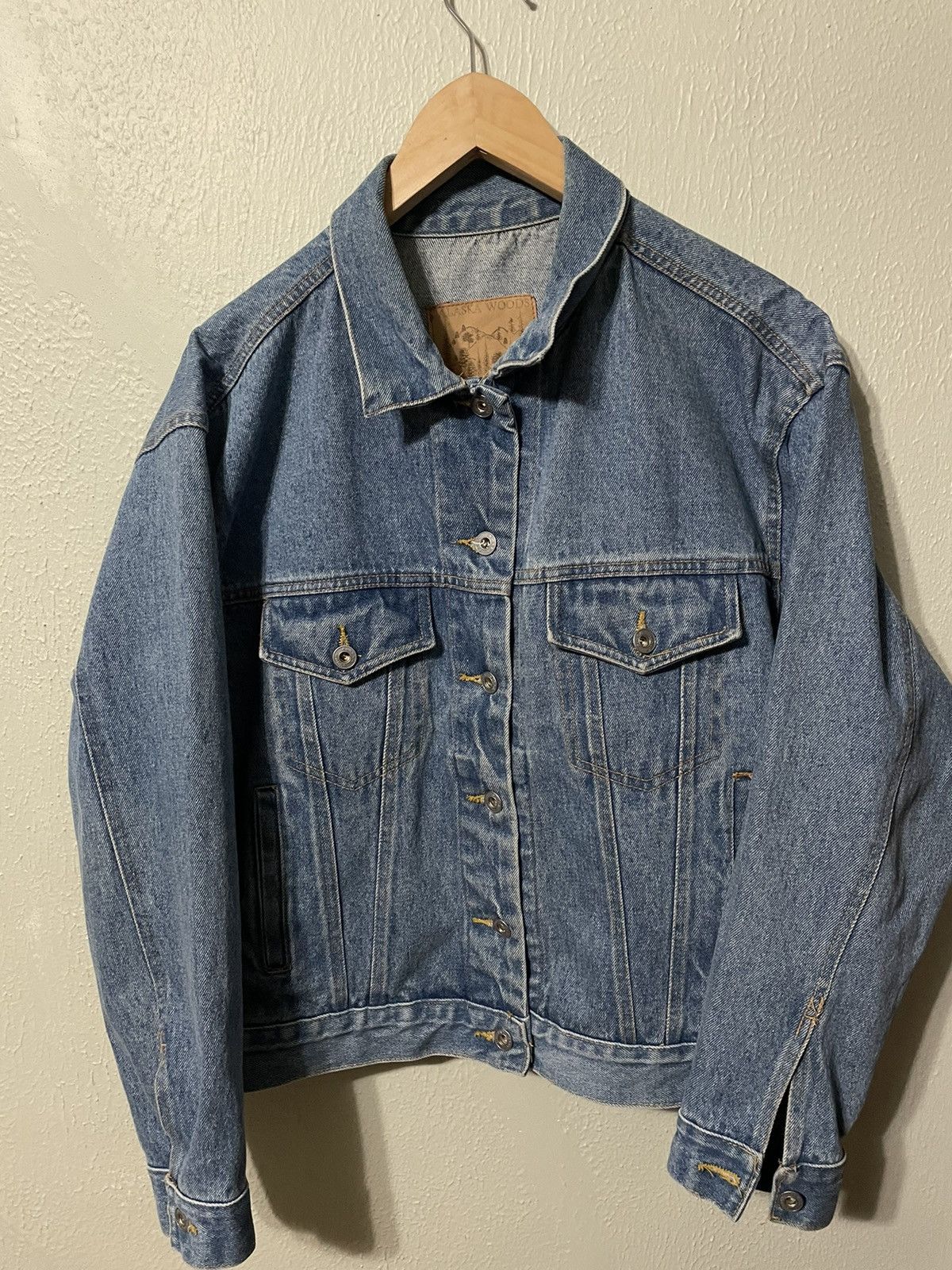 Denim Jacket × Distressed Denim × Vintage Vintage Alaska Woods Denim ...