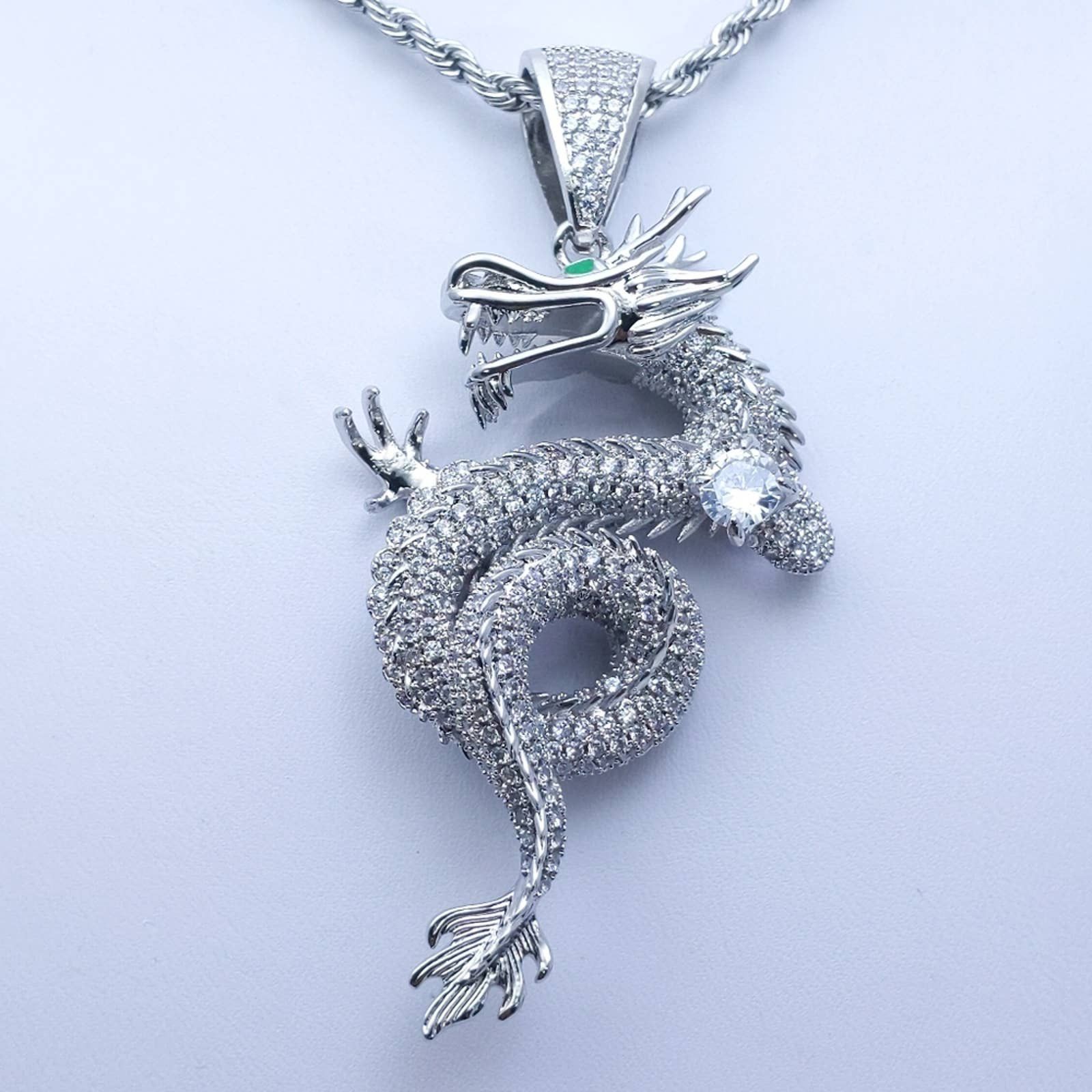 Custom Silver Finish Dragon + 24" Rope Chain | Grailed