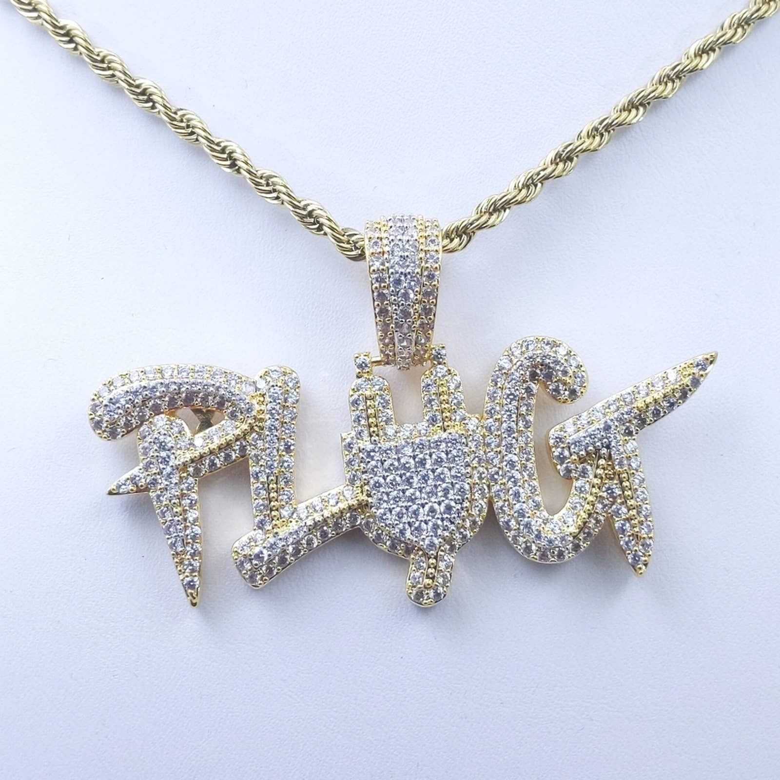 Custom 24" Rope Chain & 14K Gold Finish Plug Pendant | Grailed