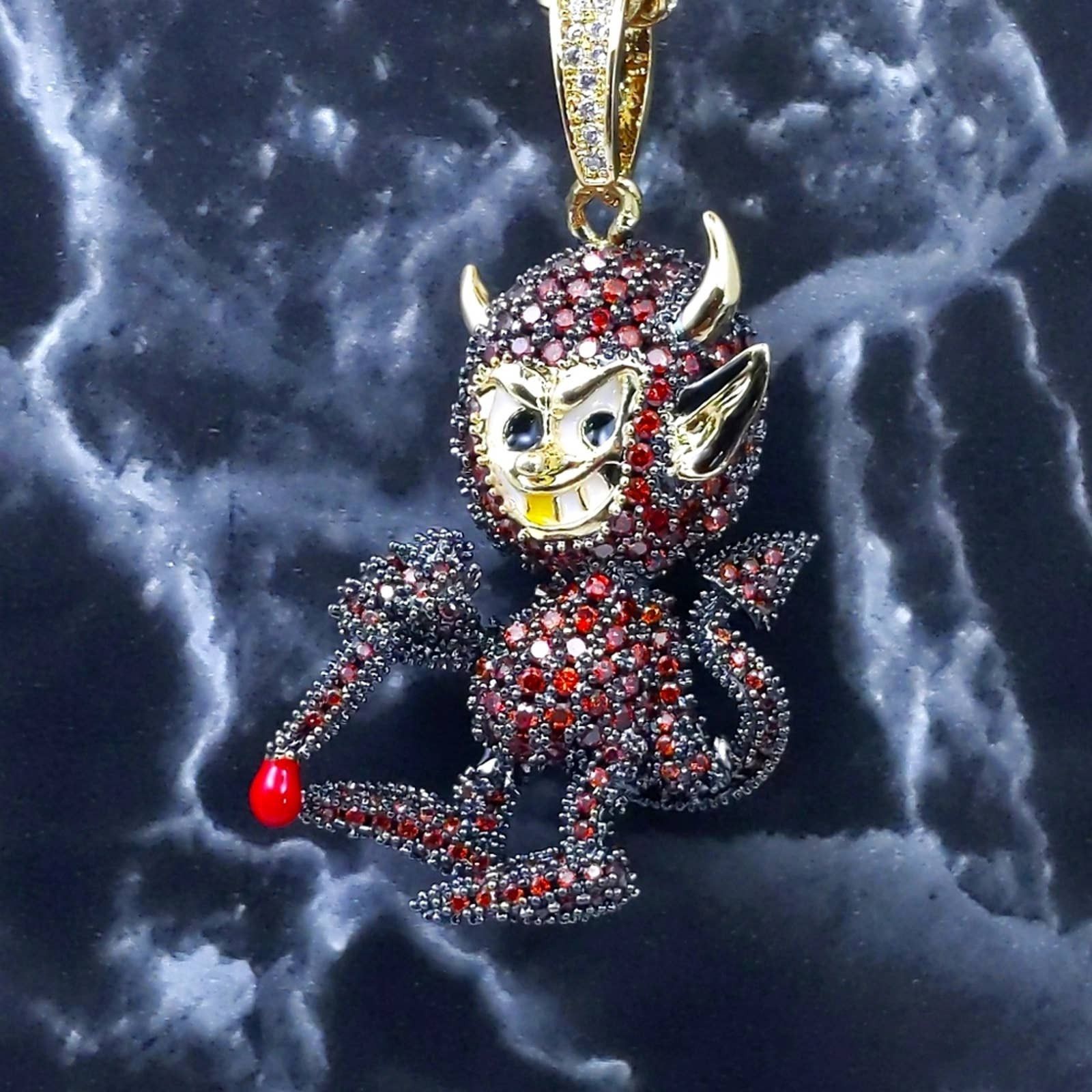 Custom 24"Cuban Chain + Red CZ Little Devil | Grailed