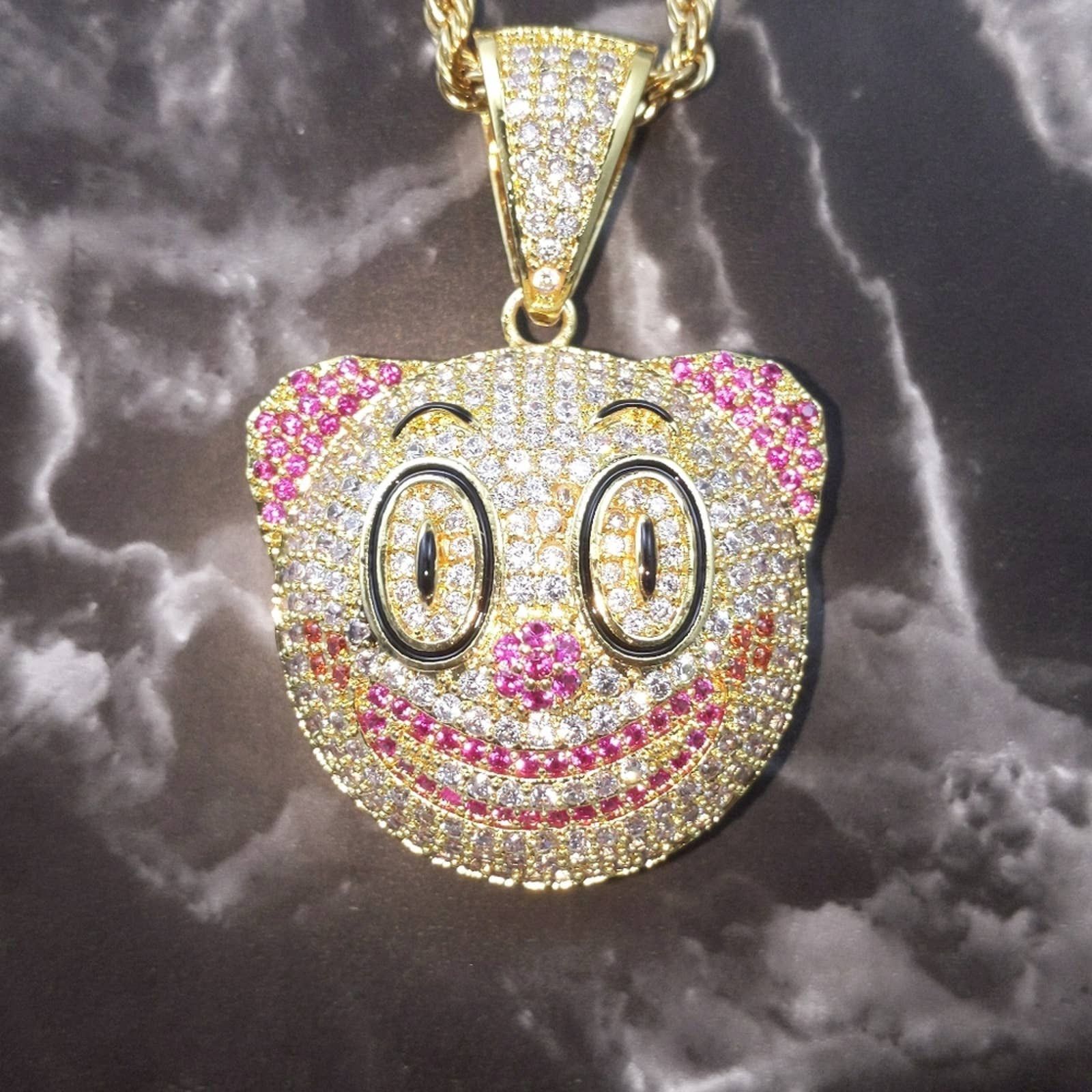 Custom 20"Rope Chain + 14K Gold Finish Clown Emoji | Grailed