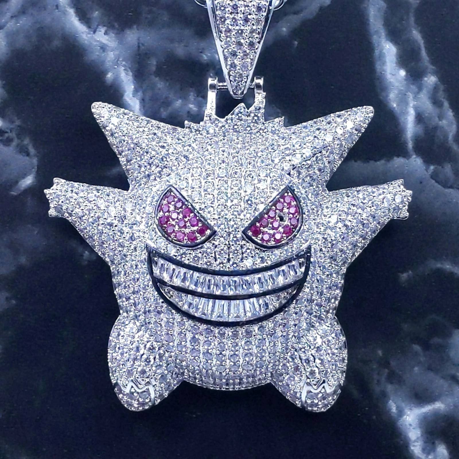 Custom 20"Rope Chain + Silver Finish Gengar Pendant | Grailed