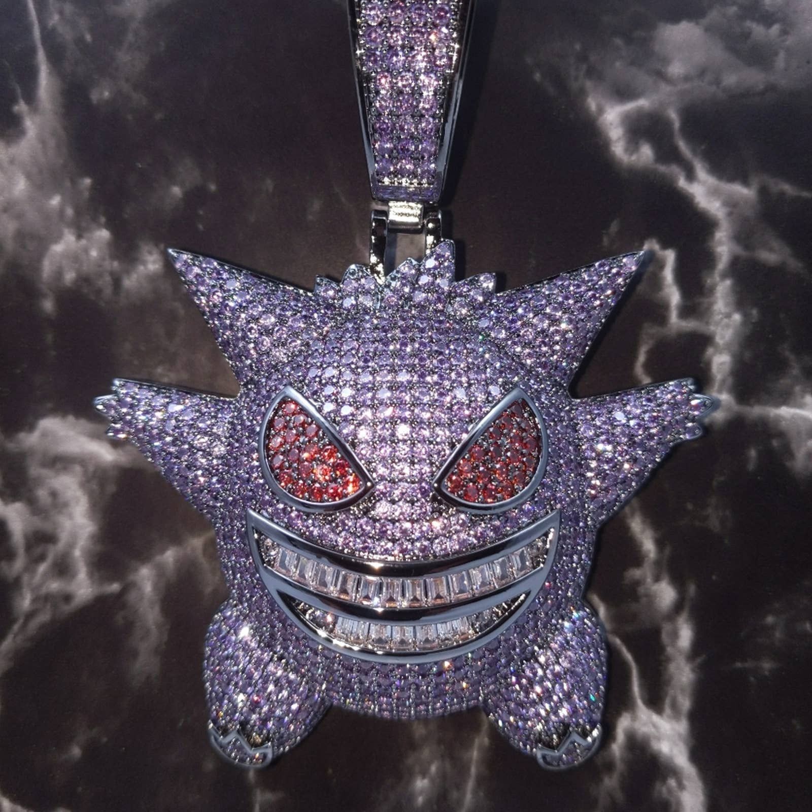 Custom 23"Cuban Chain + Large Gun Finish Purple Gengar | Grailed