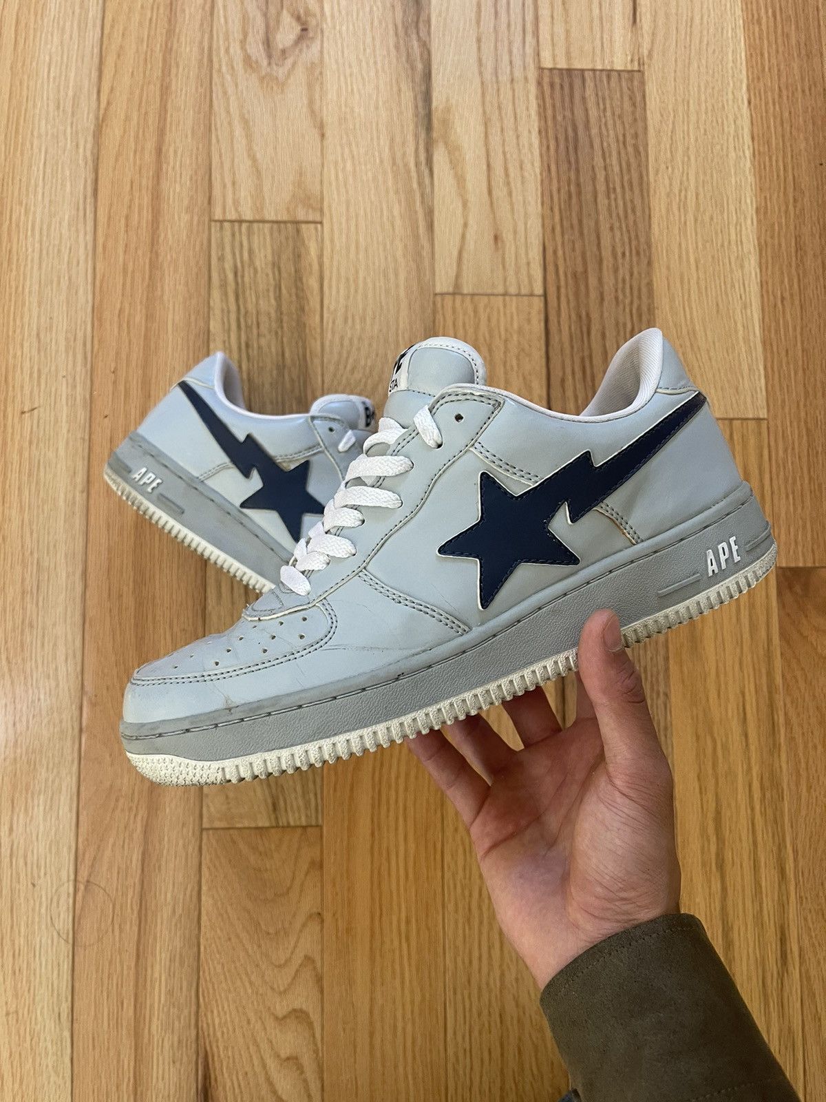 Bape Bape Bapesta Low Top Light Blue/Grey Sneakers | Grailed