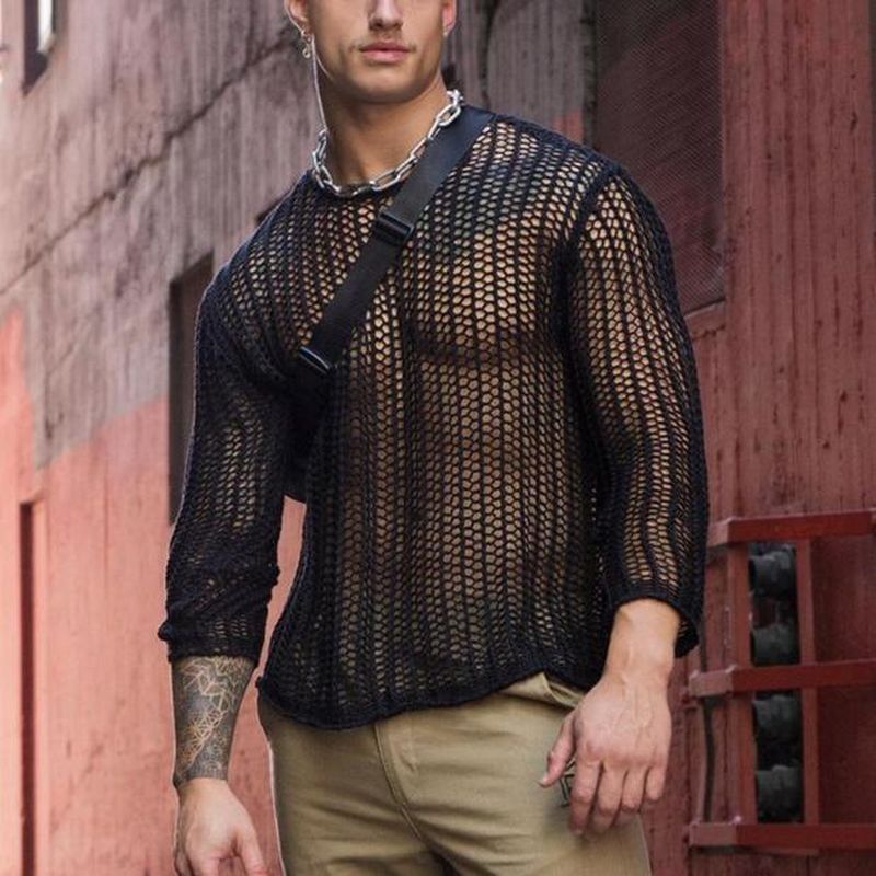 Streetwear Knit Mesh Top Men Transparent Sexy See Through | Grailed